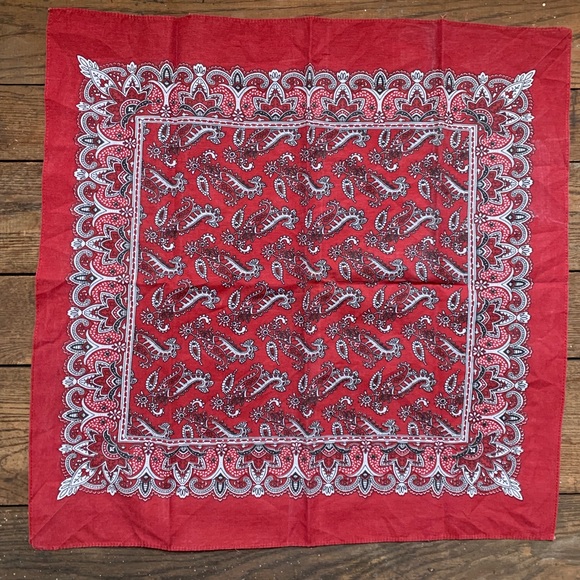 Vintage | Accessories | Vintage Rust Red Paisley Bandana | Poshmark